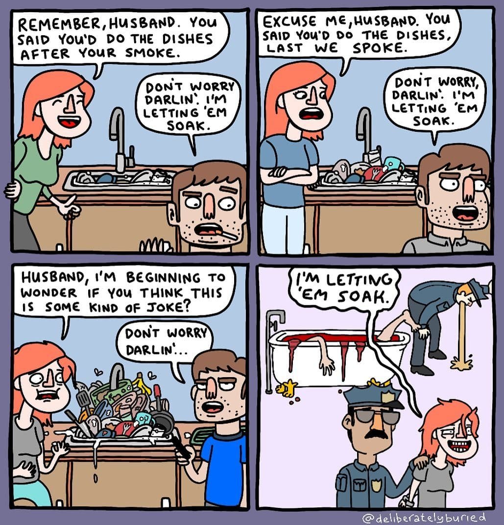 42 Unexpected Humor comic strips by Deliberately Buried Comics